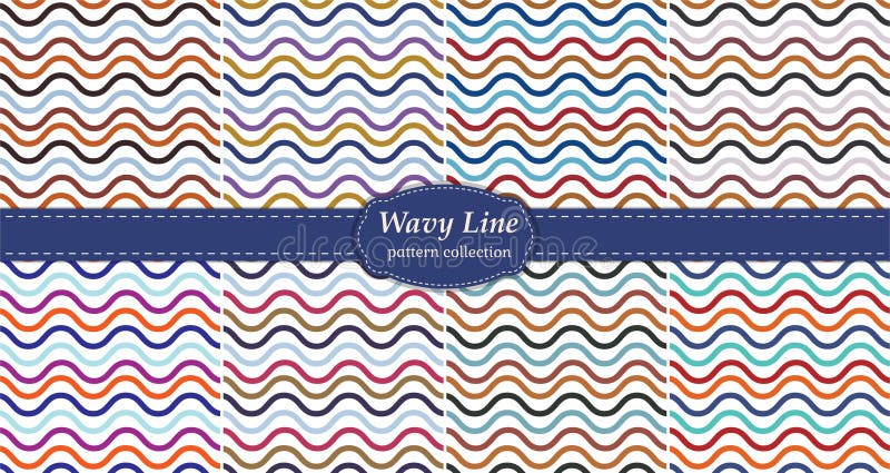Colorful Wavy Line Pattern Collection Set Stock Vector - Illustration ...
