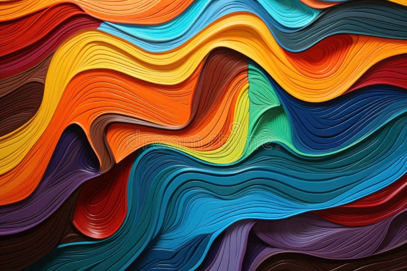 A Colorful Wavy Lines in Different Colors Stock Illustration ...