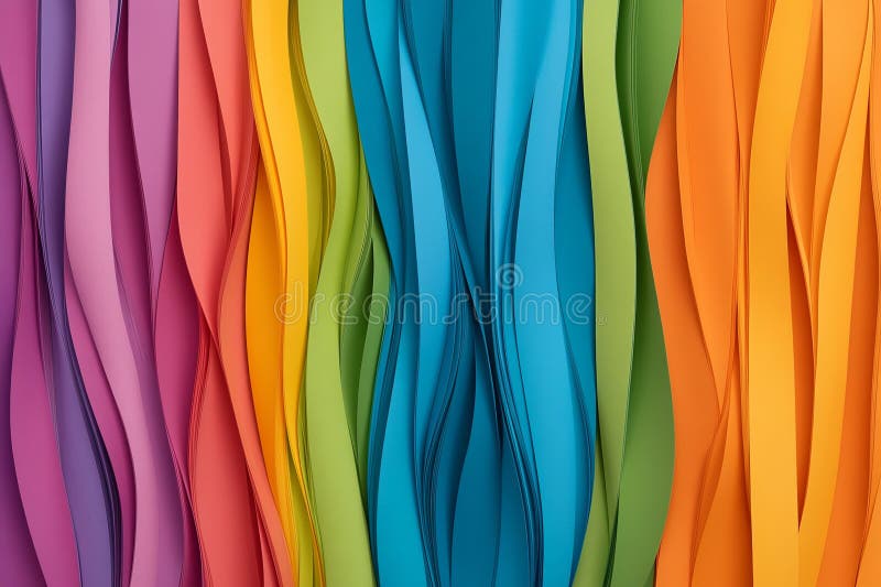 Colorful Wavy Paper Strips in Abstract Pattern. Stock Image - Image of ...