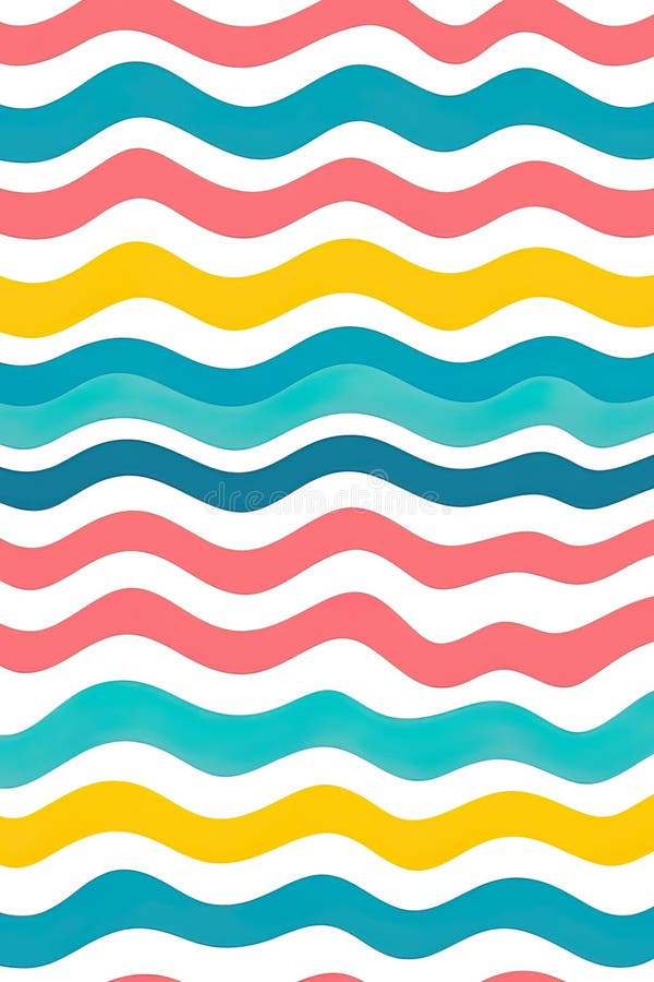 Colorful Wavy Pattern with Red, Yellow, and Blue Stripes on White ...