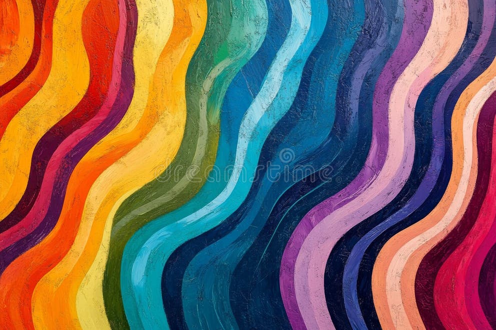 Colorful Wavy Patterns Create a Vibrant Artwork Displayed in a Modern ...