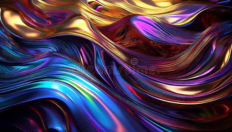 Colorful Wavy Rainbow Fabric with Abstract Dark Foil Texture Background ...