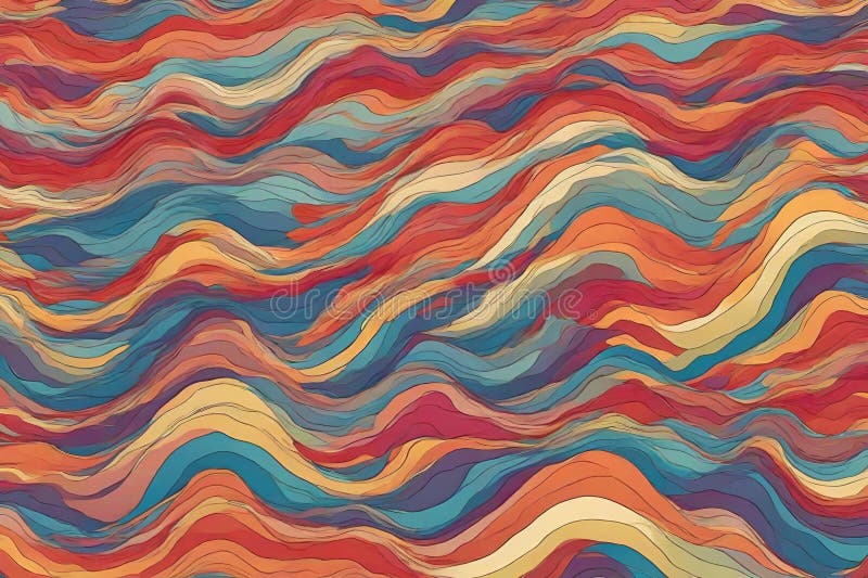 Colorful Wavy Stripes Pattern. Horizontal Curvy Lines Stock ...