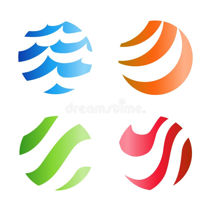 Colorful Wavy Stripped Logo. Isolated Abstract Decorative Logo Set ...