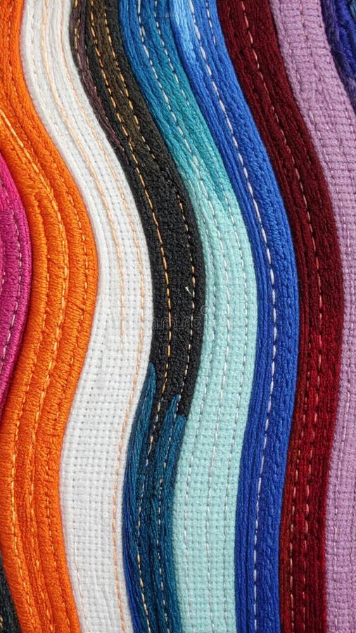 Colorful Wavy Textile with Stripes Texture and Weave Design Background ...