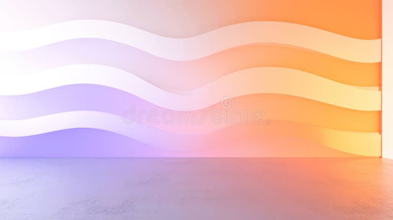 Colorful Wavy Wall with Gradient Curves in Modern Interior Design Stock ...