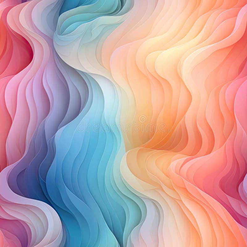 Colorful Wavy Wave Patterns in Soft Pastel Palette (tiled) Stock ...
