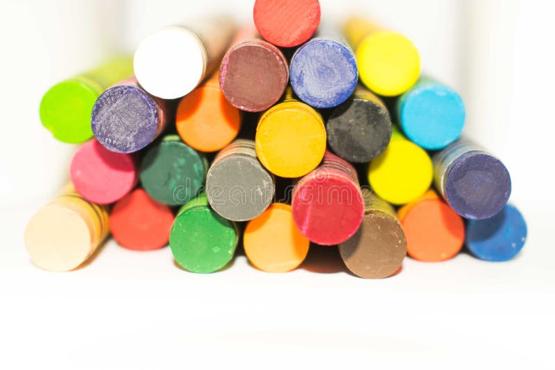 Colorful Wax Crayon Pencils Arranged in Rows and Columns Stock Image ...