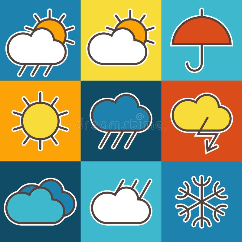 Simple Icons of Weather on Color Wheel Stock Vector - Illustration of ...