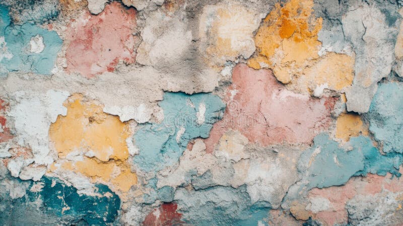 Colorful Weathered Wall Texture with Pastel Paint Stock Illustration ...