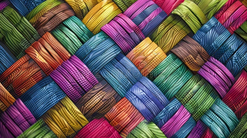 Colorful Weave Seamless Pattern. Interlacing Bands, Thin Texture ...