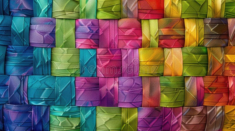 Colorful Weave Seamless Pattern. Interlacing Bands, Thin Texture ...