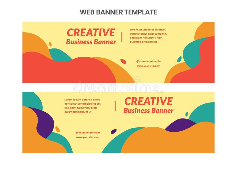 Colorful Web Banner Abstract Template Design Vector Party Stock Vector ...