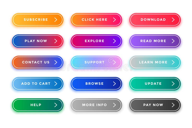 Colorful Gradient Buttons Stock Illustrations – 9,643 Colorful Gradient ...