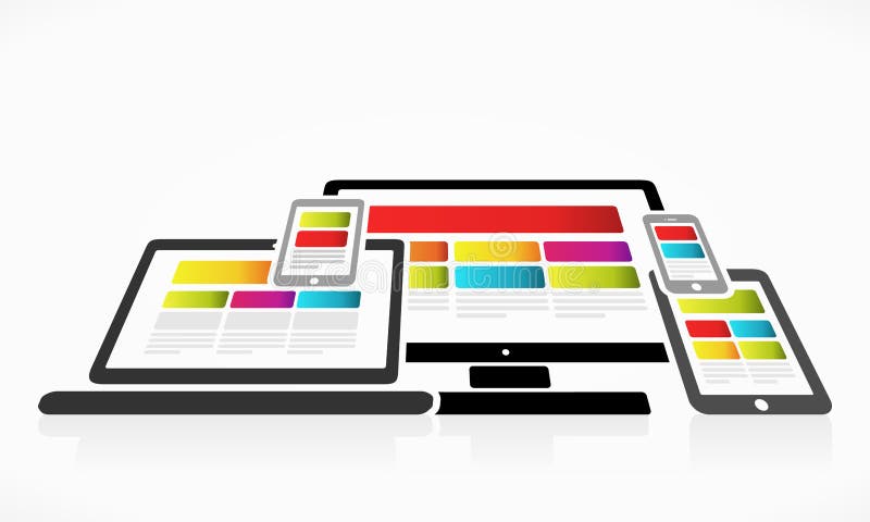 Website Template on Multiple Devices Stock Vector - Illustration of ...