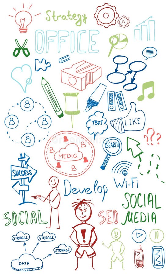 Colorful web doodles set stock vector. Illustration of office - 34413875