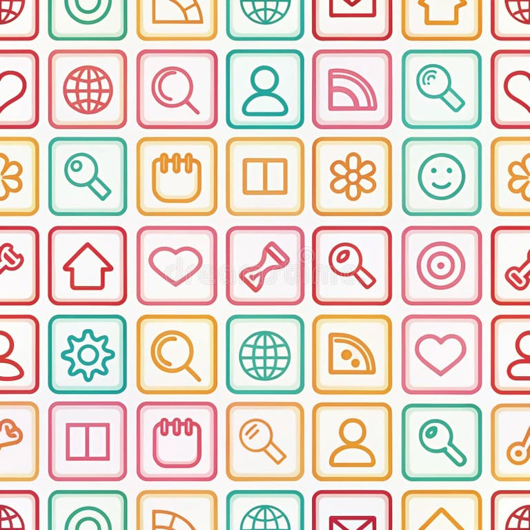 Colorful Web Icon Seamless Pattern Background, Digital Design, Website ...