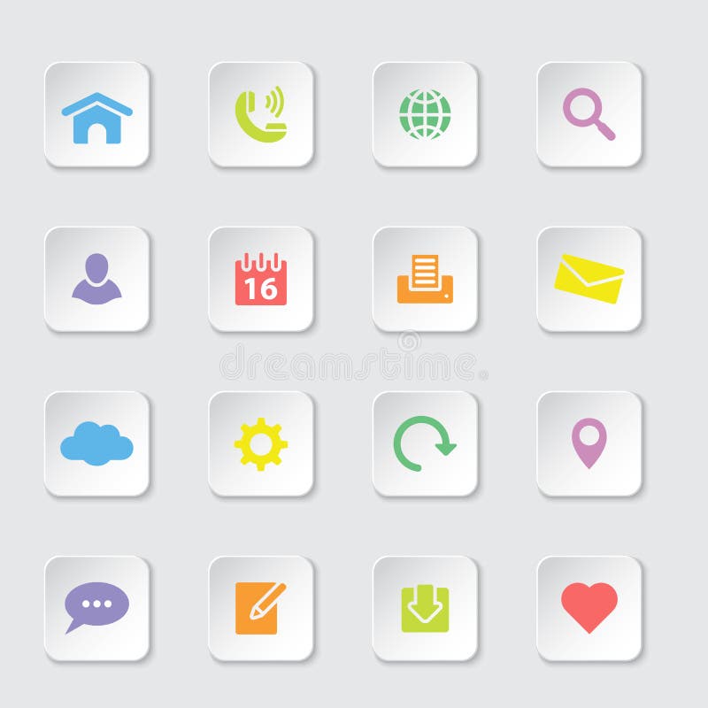 Colorful Flat Web and Technology Icon Set on Circle Stock Vector ...