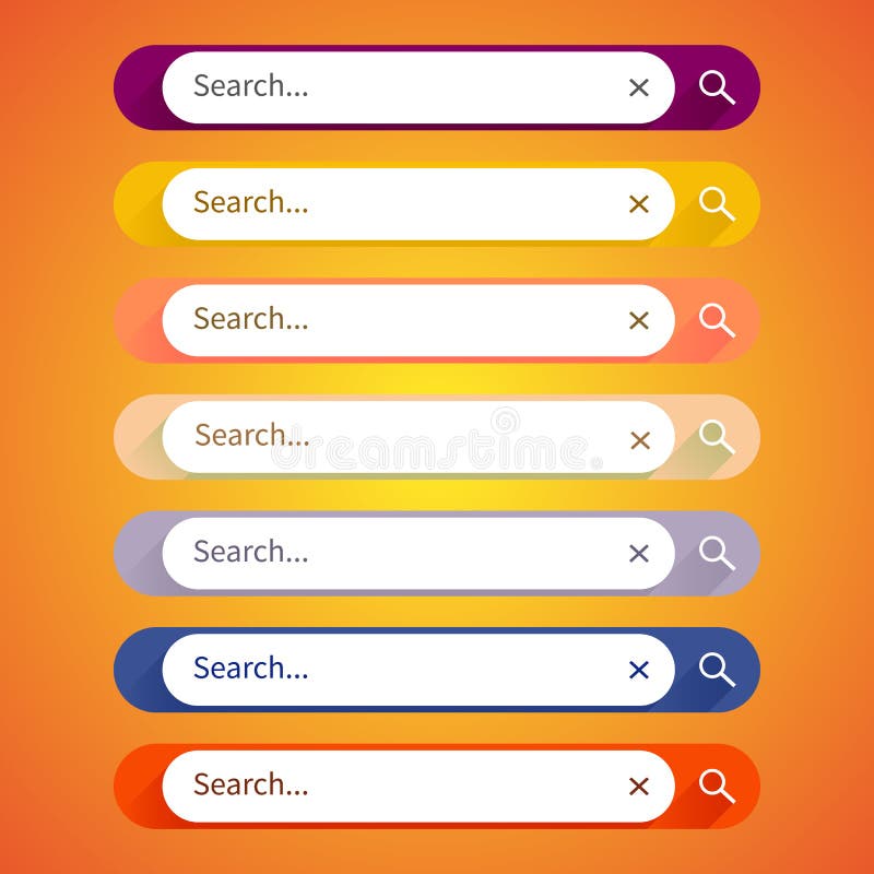 Colorful Web Set of Search Bar for Website, Mobile App. Stock Vector ...