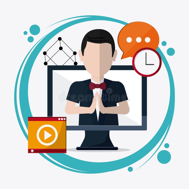 Colorful Webinar Icon Over White Background , Illustration Stock ...