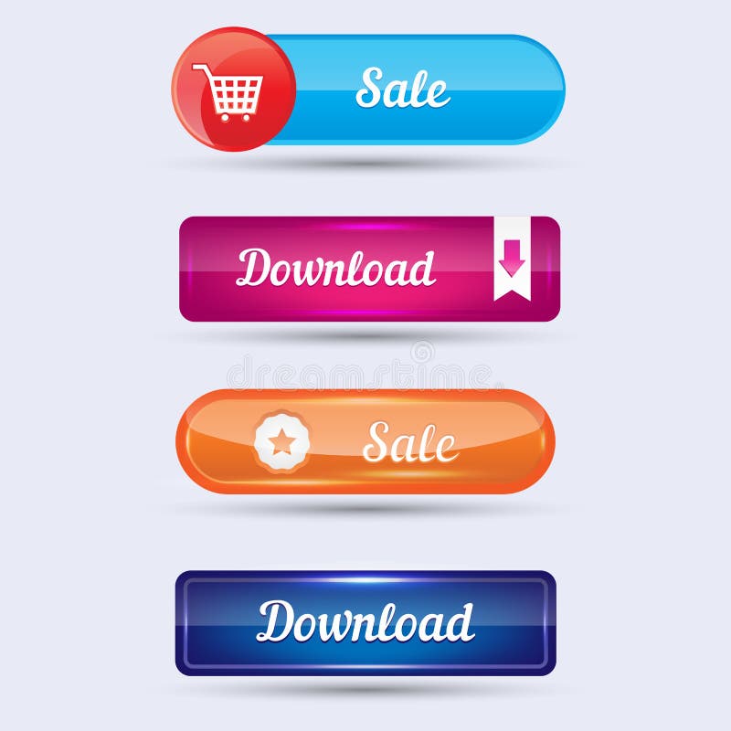 Colorful Website Buttons Design Vector Illustration Glossy Graphic ...