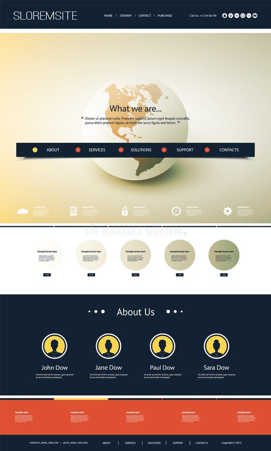 Colorful Website Design for Your Business with Earth Globe Stock Vector ...