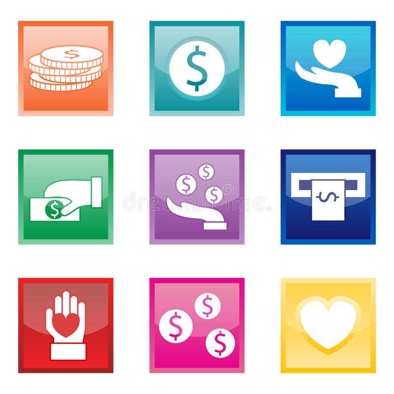 Colorful Website Donate Buttons Design Vector Illustration Glossy ...