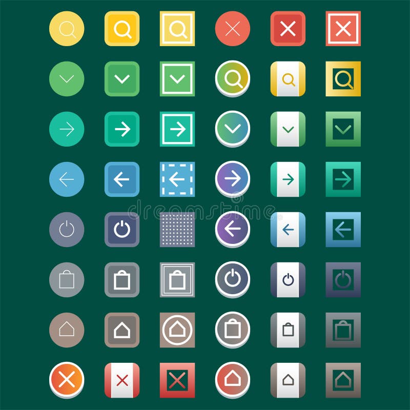 Vector Red, Blue, Black and White Glossy Buttons with Shiny Metal Frame Stock Vector ...