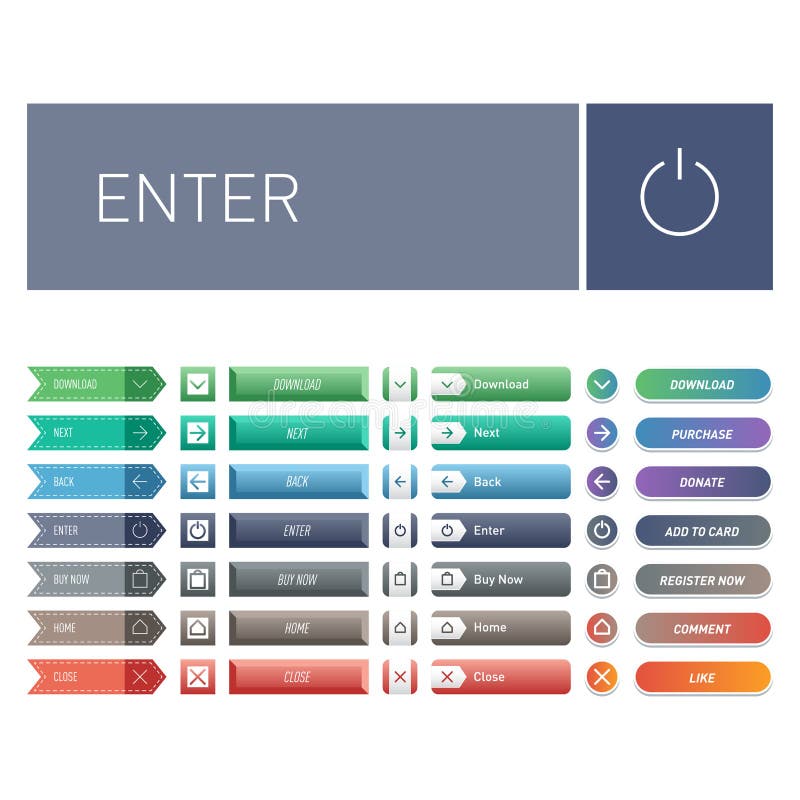 Colorful Website Web Buttons Design Vector Illustration Glossy Graphic ...