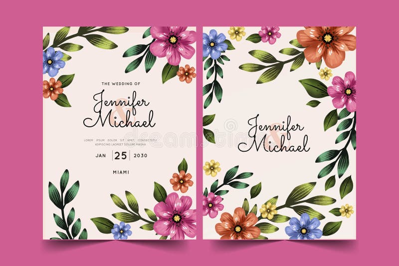 Colorful Wedding Invitations Template Vector Design Illustration Stock ...
