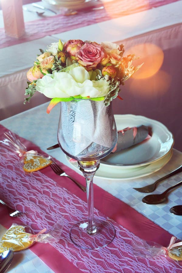 Colorful Wedding Table Decoration Stock Image - Image of floral ...