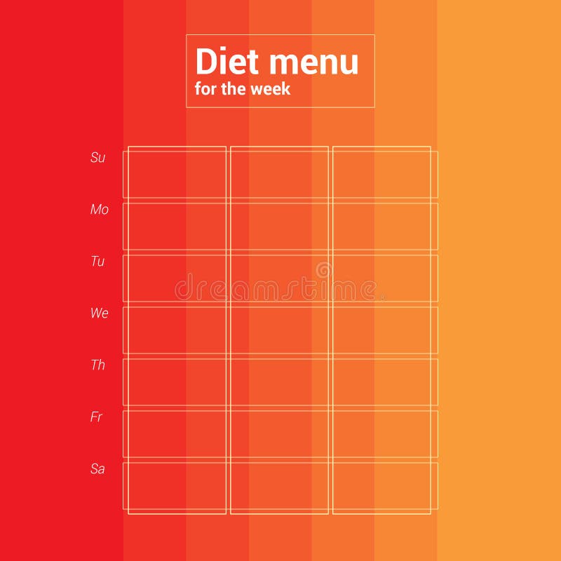 Colorful Weekly Calendar, Meal Planning Menu. Breakfast Lunch Dinner ...