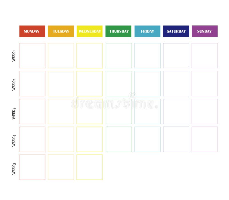 Colorful Weekly Planner Isolated Stock Vector - Illustration of drawing ...