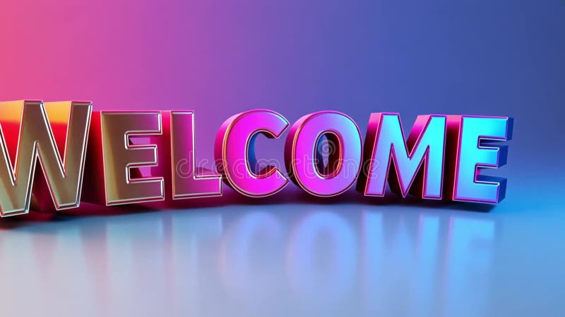 Colorful Welcome Sign with 3D Effect Against a Gradient Background ...