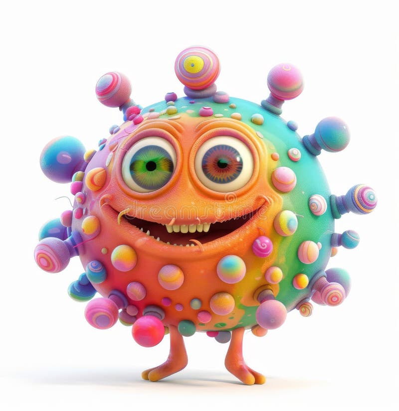 Colorful and Whimsical Cartoon Character with Vibrant Textures and a ...