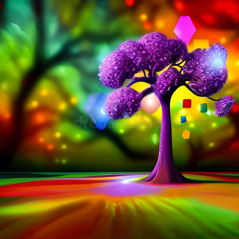 Colorful, whimsical tree stock illustration. Illustration of smears ...