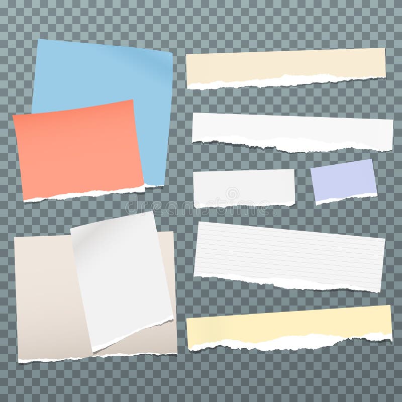 Colorful and White Torn Note, Notebook Paper Pieces for Text Stuck on ...