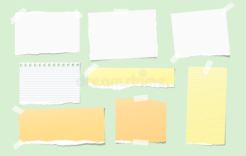 Colorful and White Torn Note, Notebook Paper Pieces for Text Stuck on ...