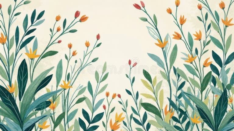 Colorful Wildflowers and Greenery on Subtle Background Stock Photo ...