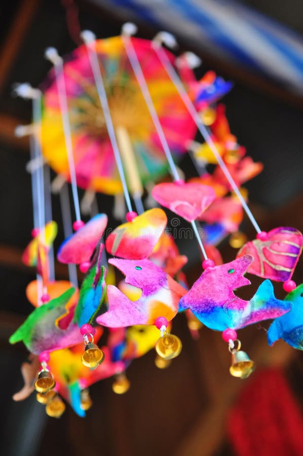 Colorful wind chime stock image. Image of object, animal - 16456245