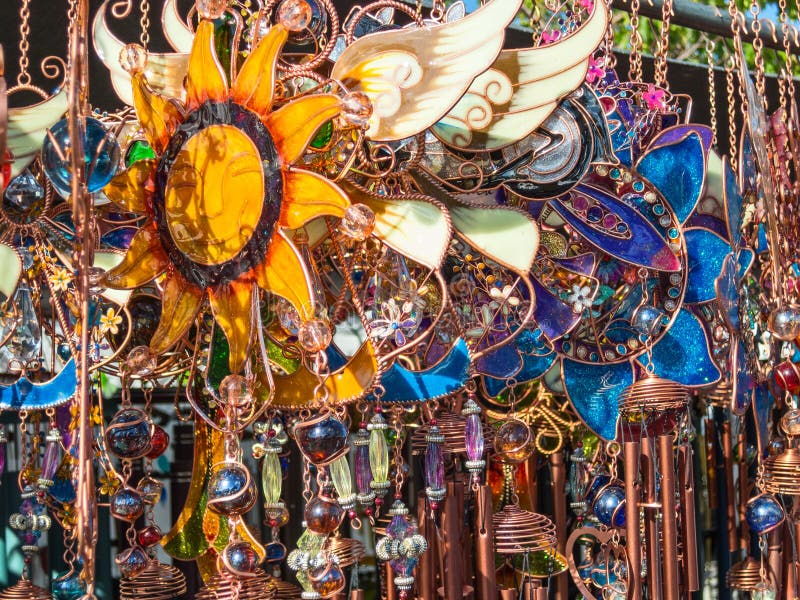 Colorful wind chimes stock photo. Image of flea, crafts - 58919584