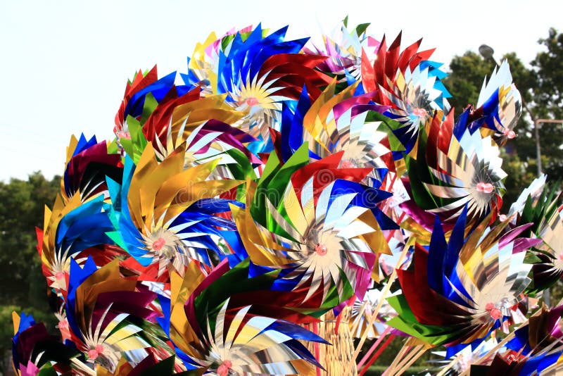 Colorful Wind Turbines stock photo. Image of children - 64013550