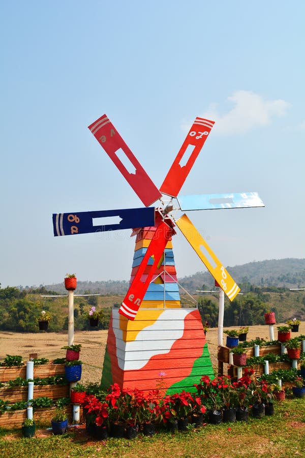 Colorful windmill stock image. Image of greenhouse, perennial - 49857663