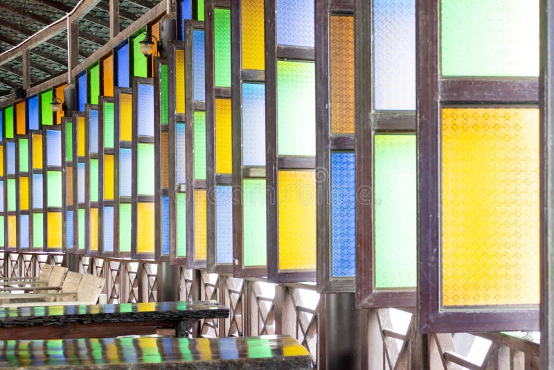 Colorful Window Glass with Patterns on the Glass Stock Image - Image of ...