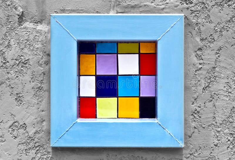 Colorful Window Pop Art Abstract on Rough Grunge Gray Wall Stock Photo ...