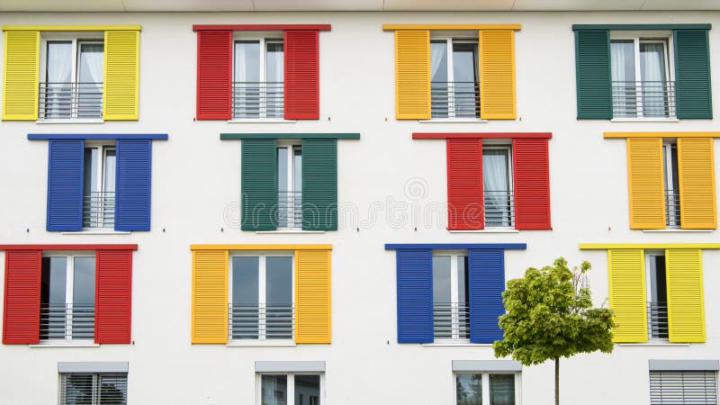 Colorful window shutters stock photo. Image of vibrant - 71272860
