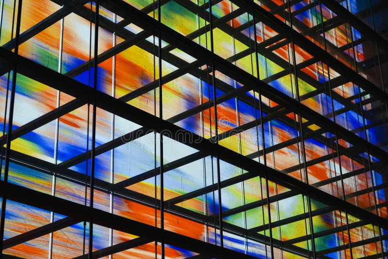 Building Seen through the Coloured Window Panes. Stock Image - Image of ...