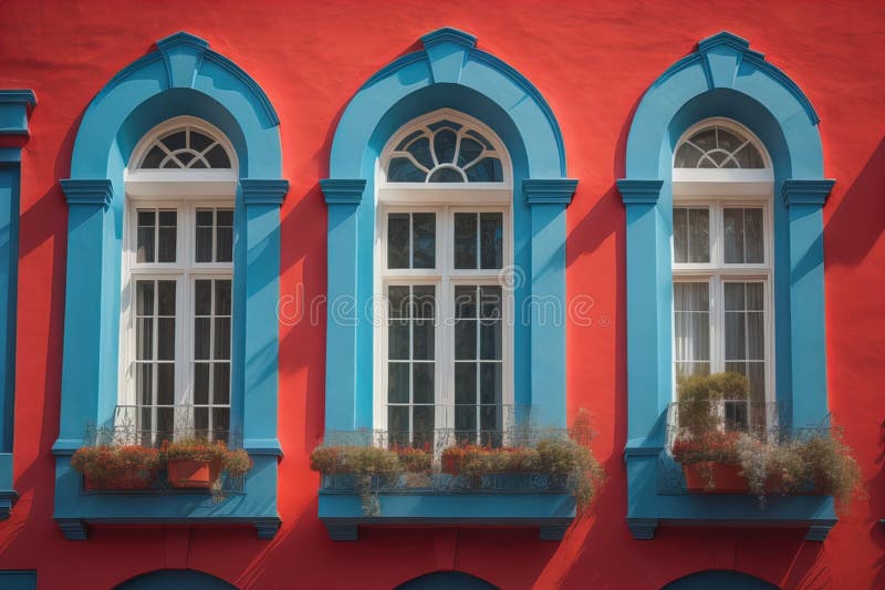 Colorful Windows of a Building. Generative Ai Stock Image - Image of ...