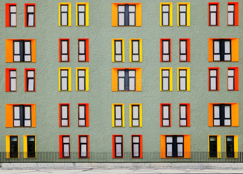 Colorful windows stock image. Image of geometric, facade - 182897285