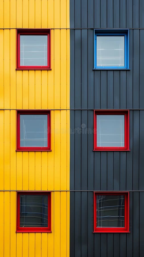 Colorful Windows on the Facade of a Modern Building, Generative AI ...